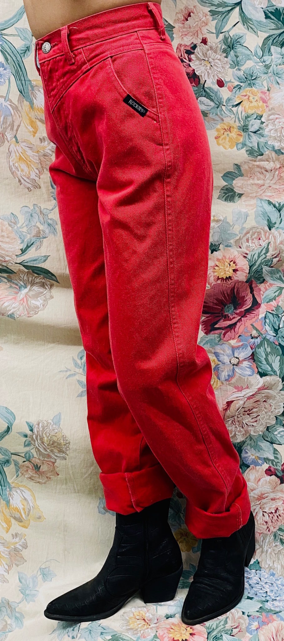 Women's "Rockies" Keyhole Red Denim Jeans - Tucson Thrift Shop