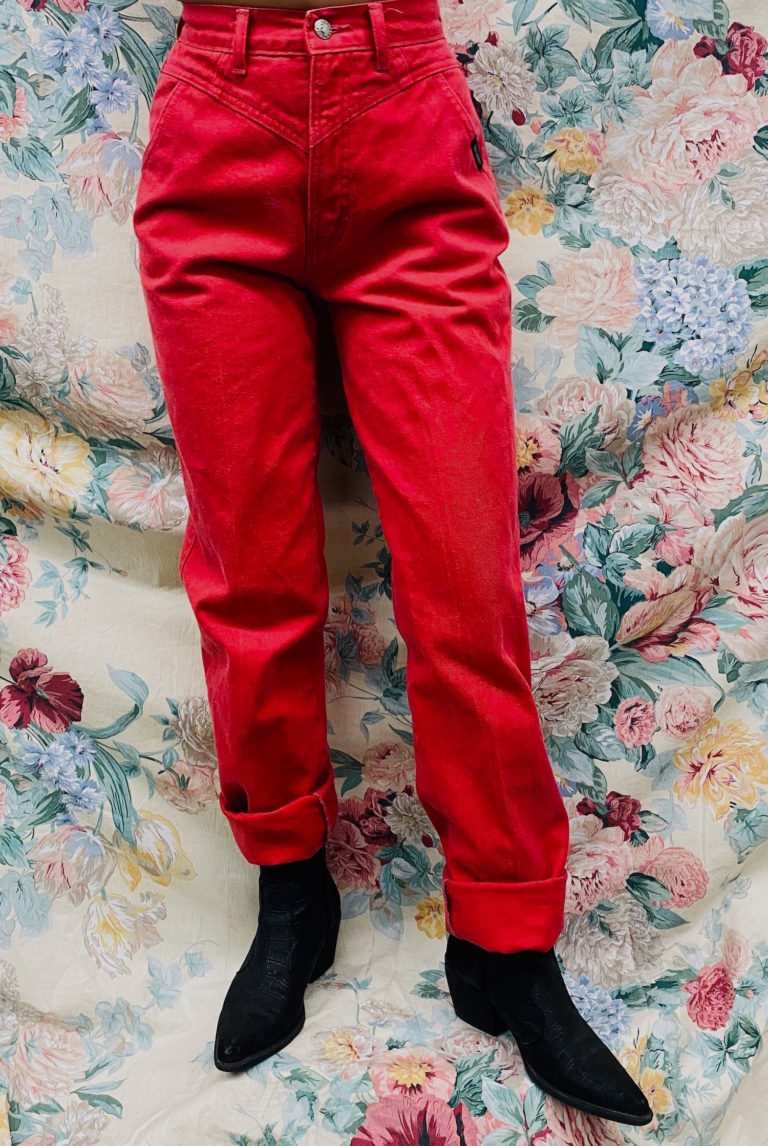 Women's "Rockies" Keyhole Red Denim Jeans - Tucson Thrift Shop